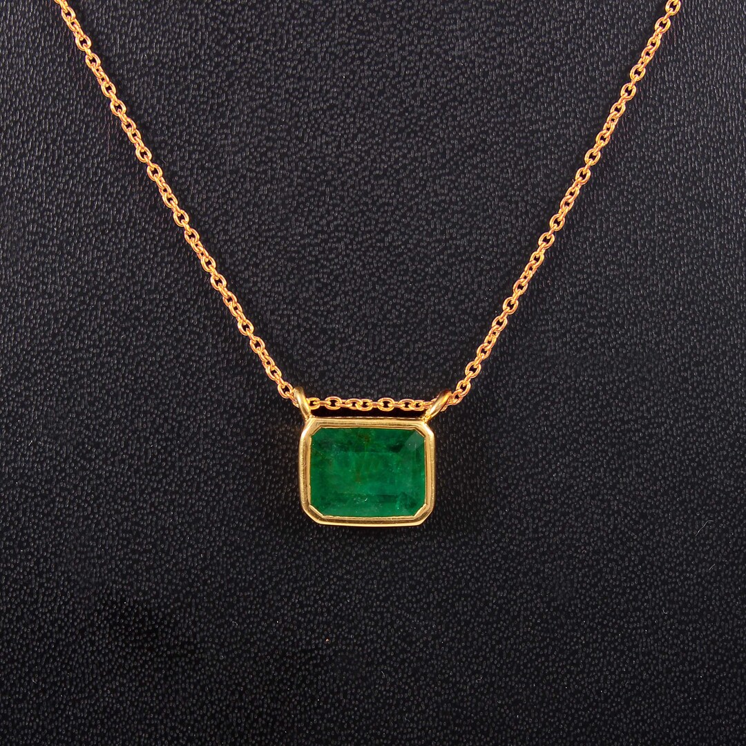 3.73CT Natural Emerald Pendant- Simple Vivid Green Emerald Necklace ...