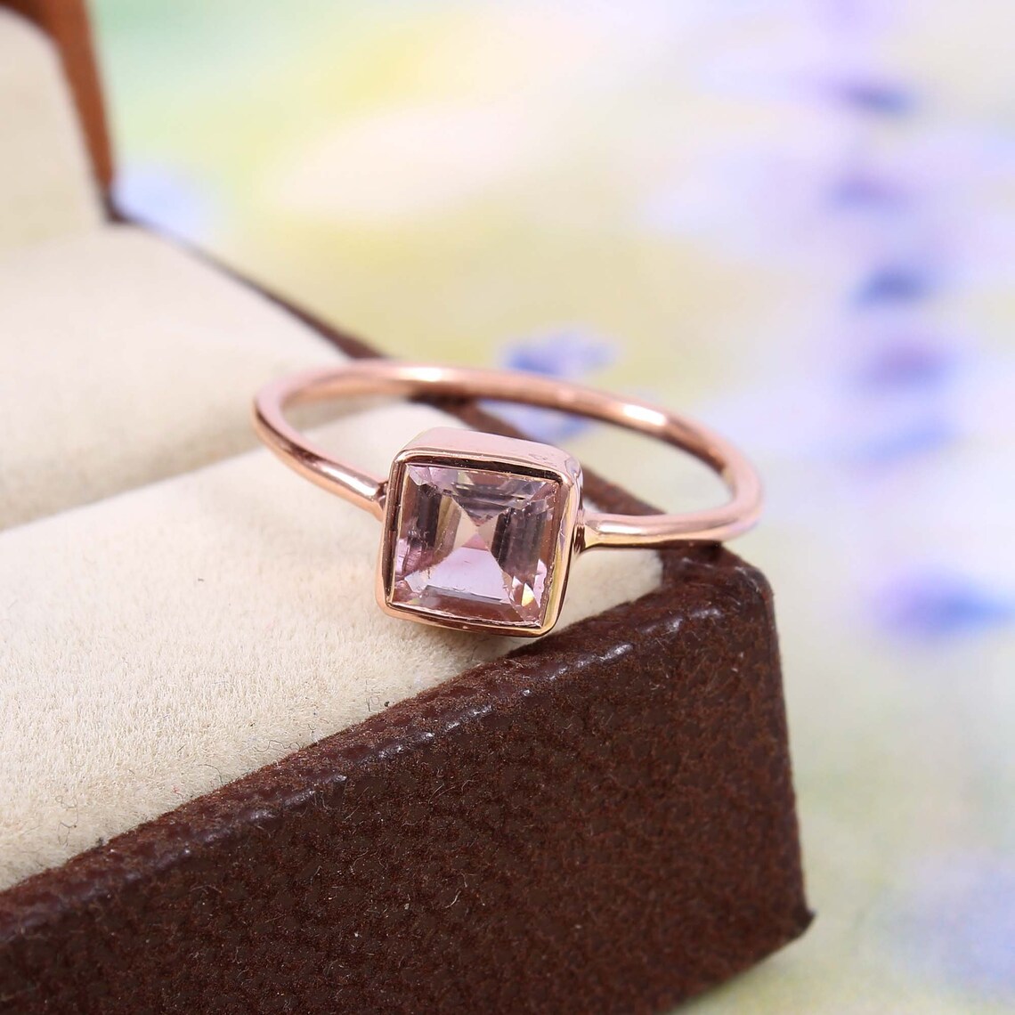 Natural Morganite Ring-square Cut-morganite Stone 925 Silver - Etsy