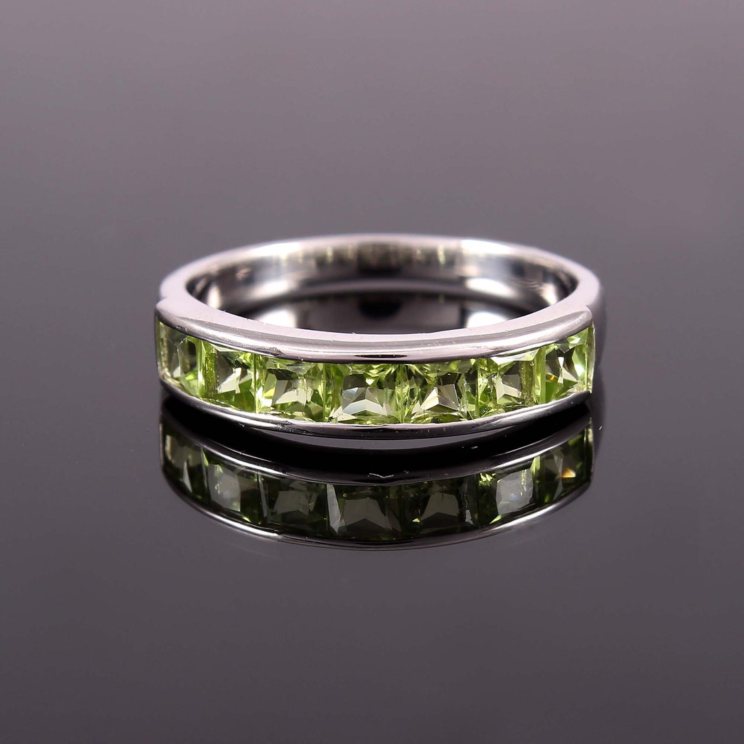 Natural Peridot Band Ring-square Shape Peridot Band Ring-eternity Band ...