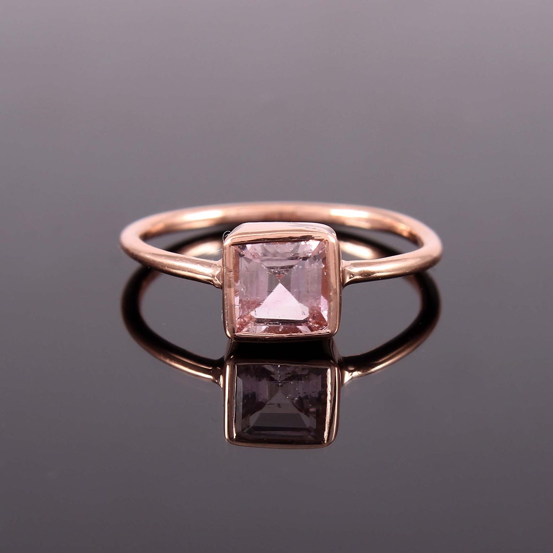 Natural Morganite Ring-square Cut-morganite Stone 925 Silver - Etsy