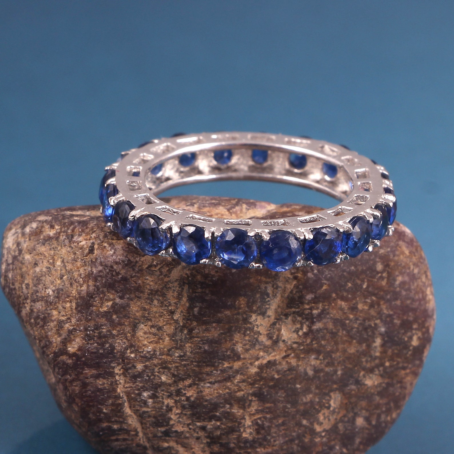 Natural Kyanite Band Ring-Brilliant Round Cut Kyanite | Etsy