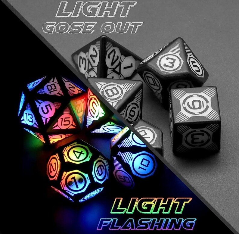 Illuminate Your Quests: LED Dice Set With Charging Box Perfect Dungeons ...