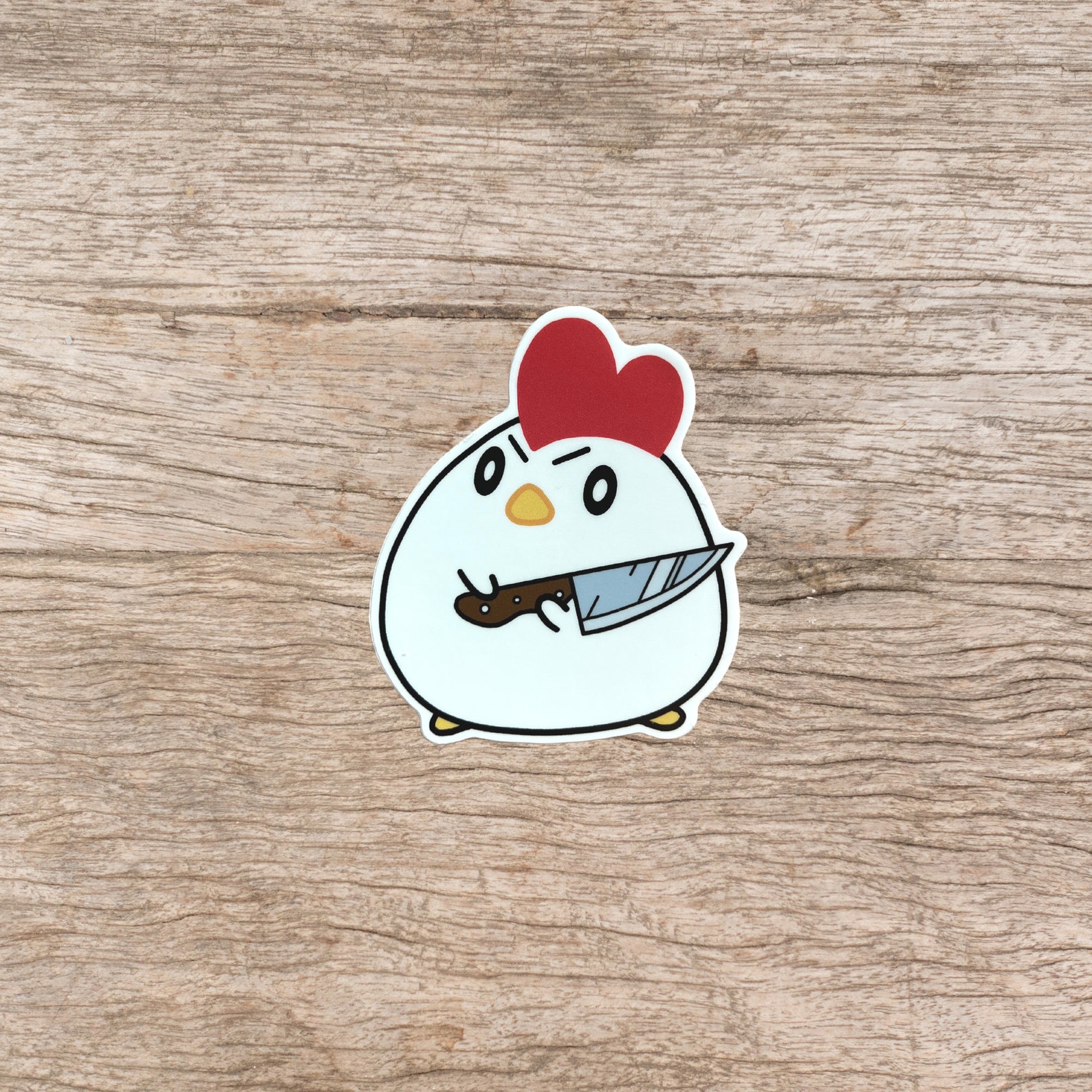 Chicken With a Knife Sticker - Etsy