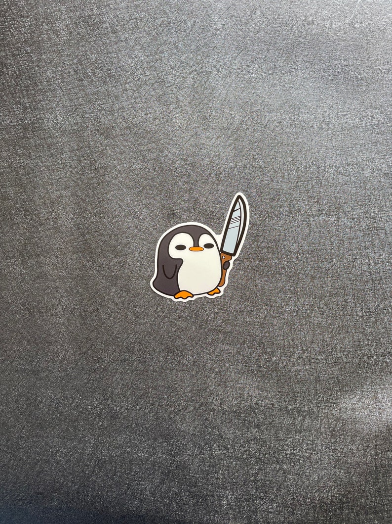 Penguin with a Knife Sticker | Etsy