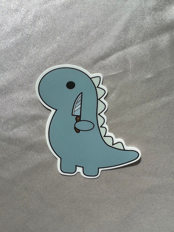 Dino With a Knife Sticker | Etsy