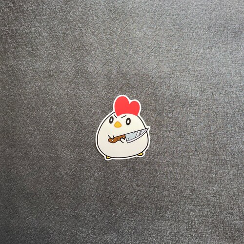 Chicken With a Knife Sticker - Etsy