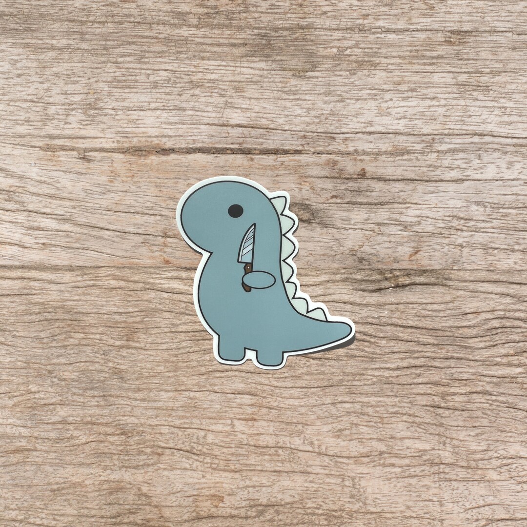 Dino With a Knife Sticker - Etsy