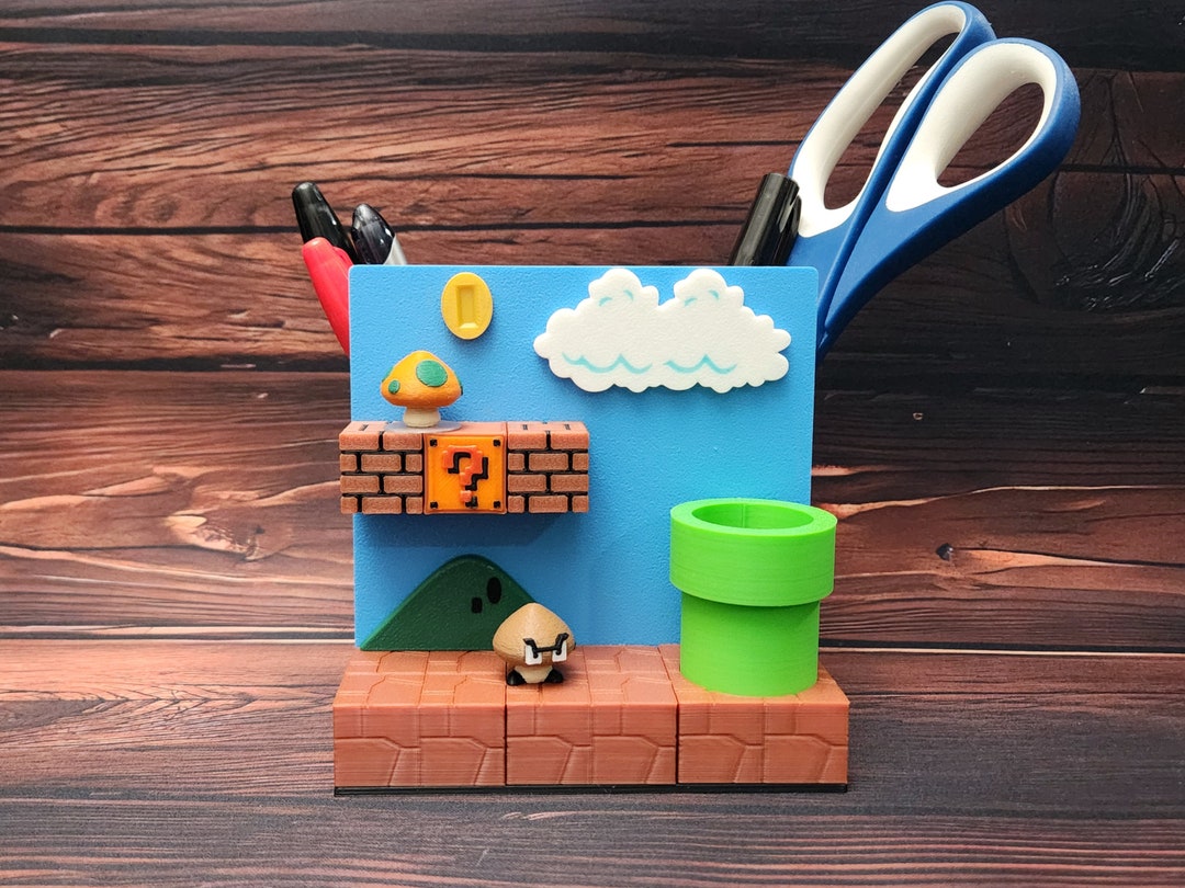 Super Mario Bros World Desk Organizer Pen Holder With Customizable ...