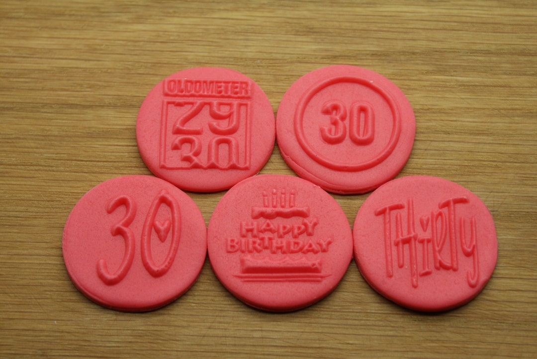 30th Birthday Mini Debosser Stamps, Embosser for Cookies, Cupcakes ...