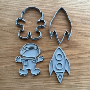 Spaceman and Rocket Stamp and Cutter Sets for Fondant Cupcakes Cookies ...