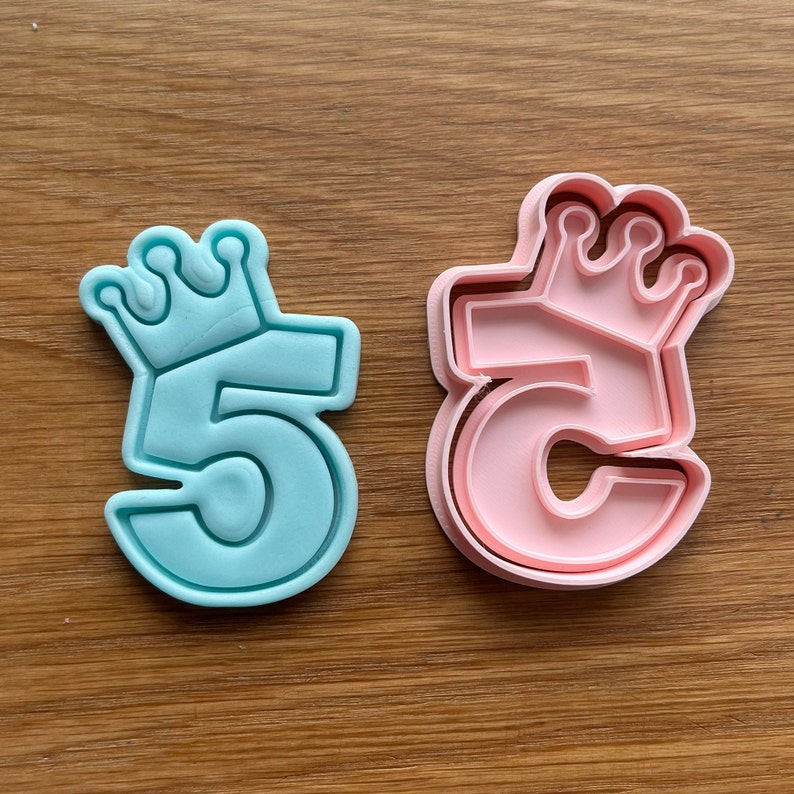Number Cookie Stamp and Cutter With Crown. Age 1 - 9 Cookie Cutter ...