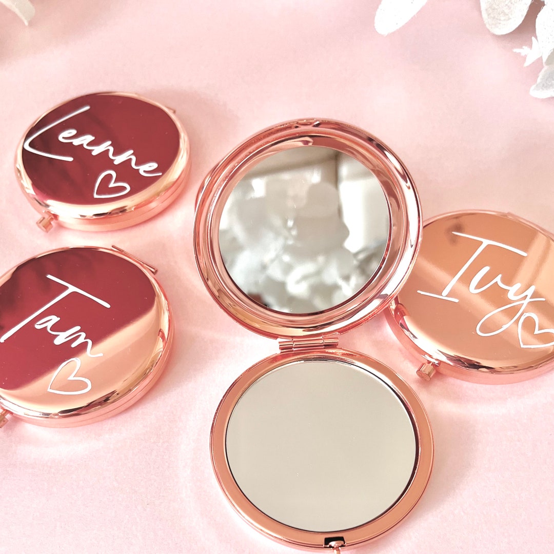 Compact Mini Mirror Personalised Wedding Bride Travel Double Sided ...