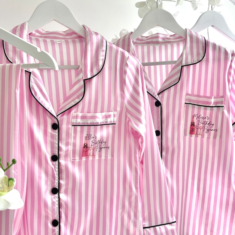 Pyjamas Birthday Name Age Satin Custom Pyjama Set for Her | Birthday ...