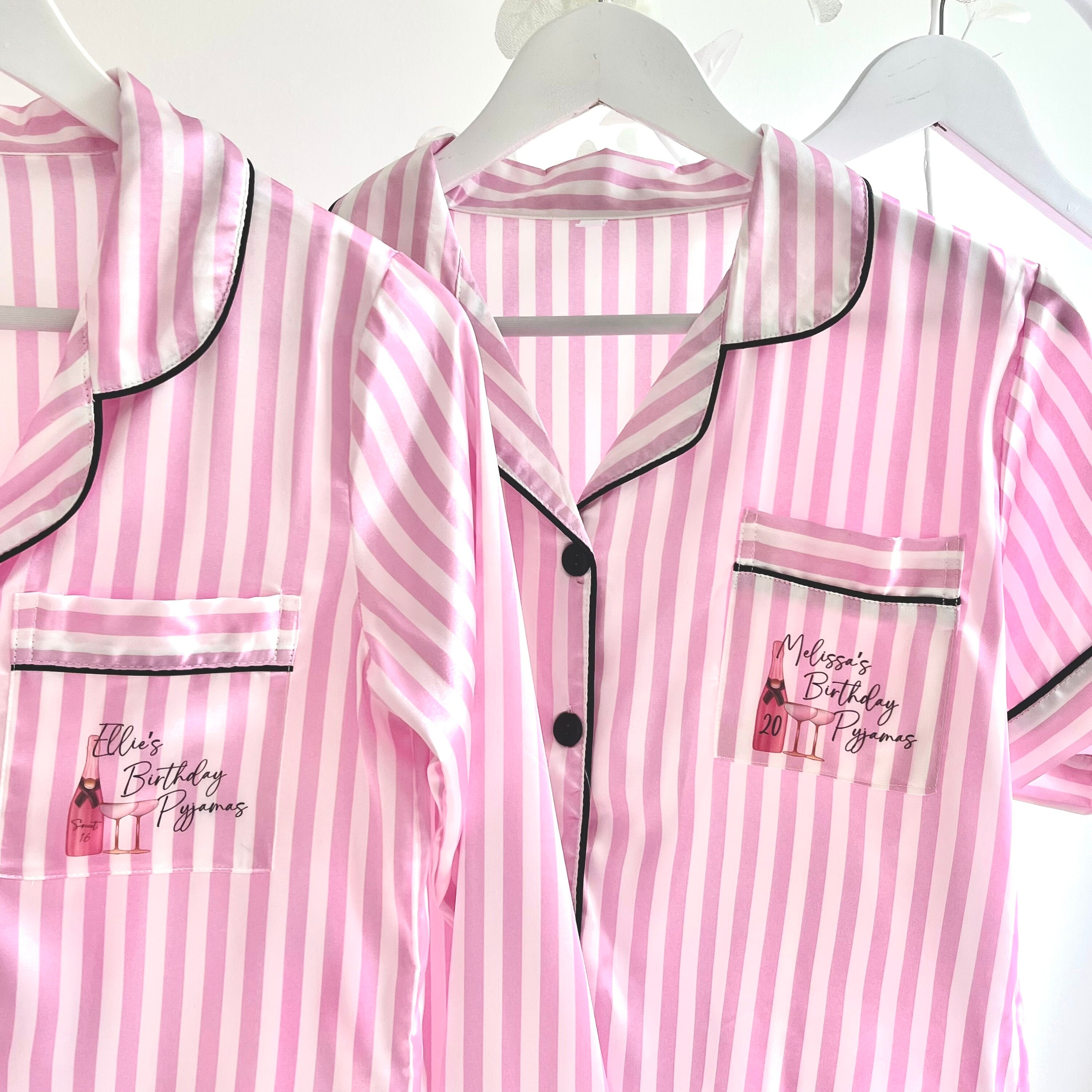 Pyjamas Birthday Name Age Satin Custom Pyjama Set for Her | Birthday ...