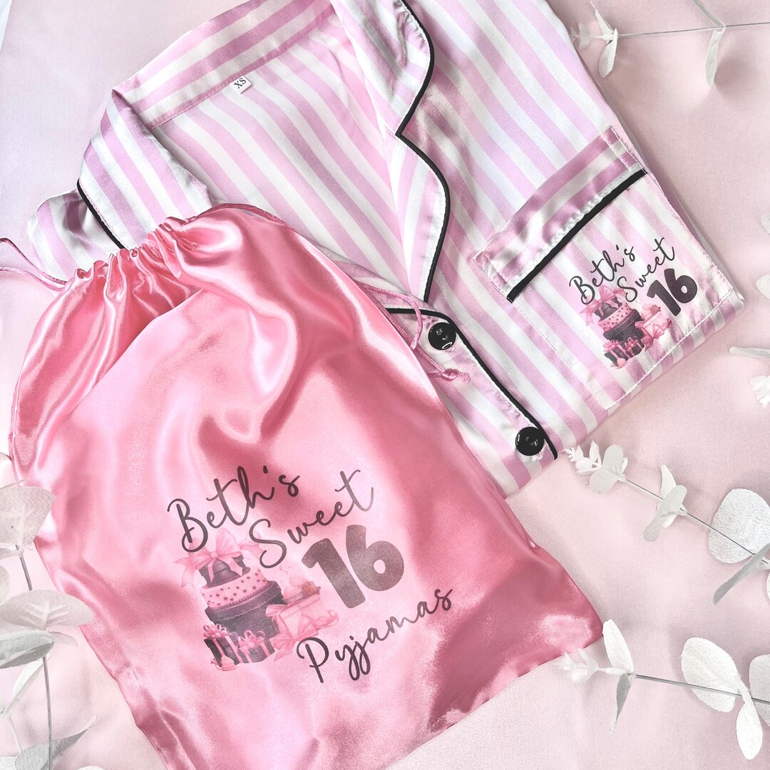 Sweet 16 Personalised Pyjamas | Birthday Pink Pyjamas Age 16 | 16th ...