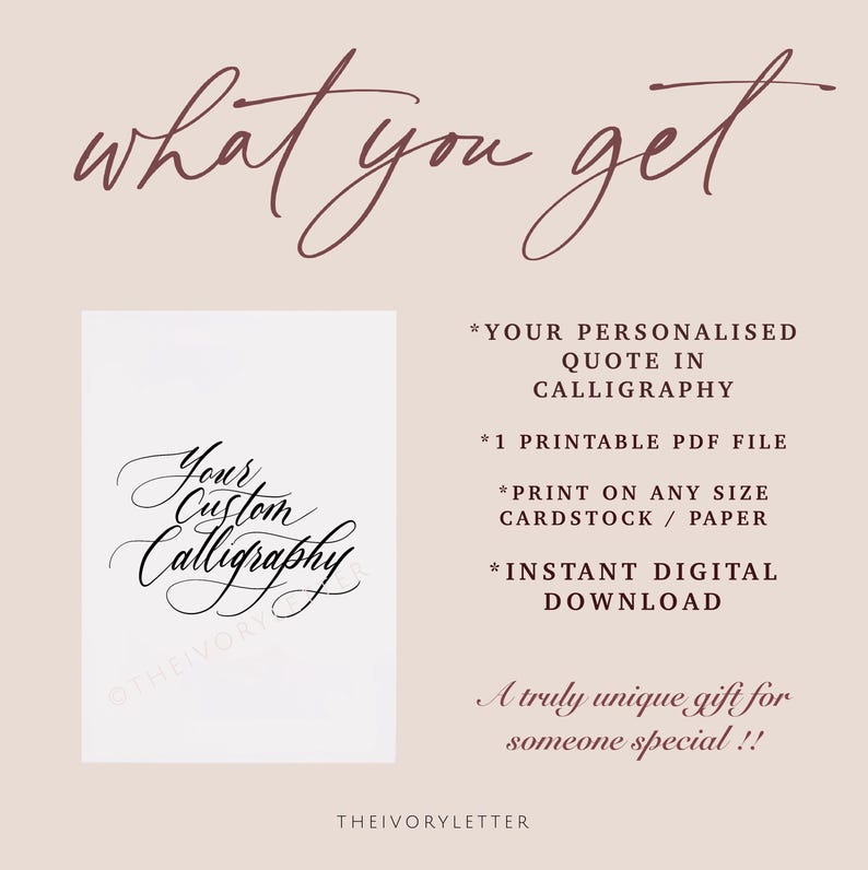 Personalised Calligraphy Quote, Printable, Digital Download ...