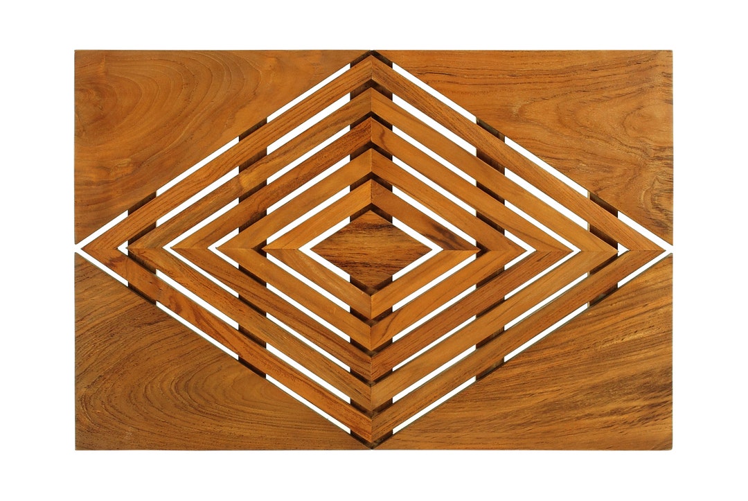 Unique Handmade Teak Mat - Solid Natural Teak Wood for Shower, Bathroom ...