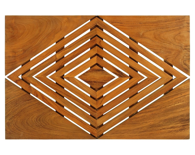 Unique Handmade Teak Mat Solid Natural Teak Wood for Shower, Bathroom ...