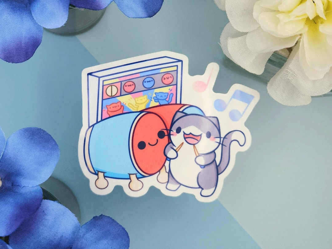 Taiko Drum Game Cat Cute Glossy Vinyl Sticker 3″ - Etsy