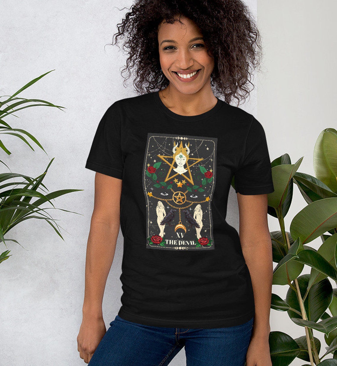 The Devil Tarot Card Shirt, Tarot Reader, Mystical Pagan Occult Tees ...