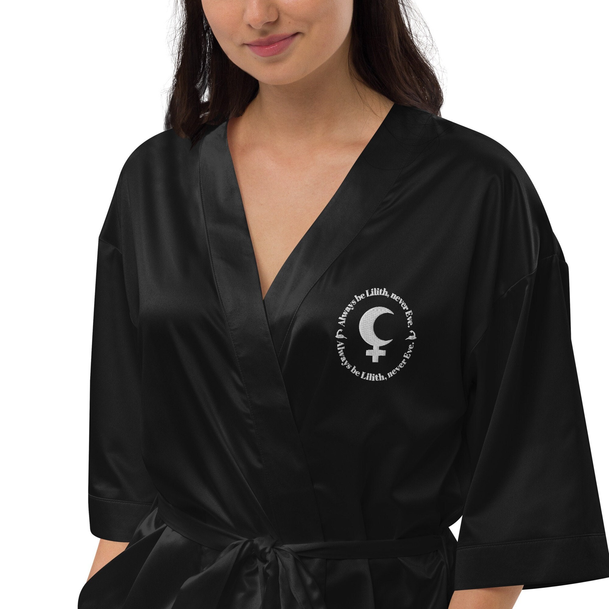 Always Be Lilith Never Eve Embroidered Satin Robe, Goddess Lilith ...