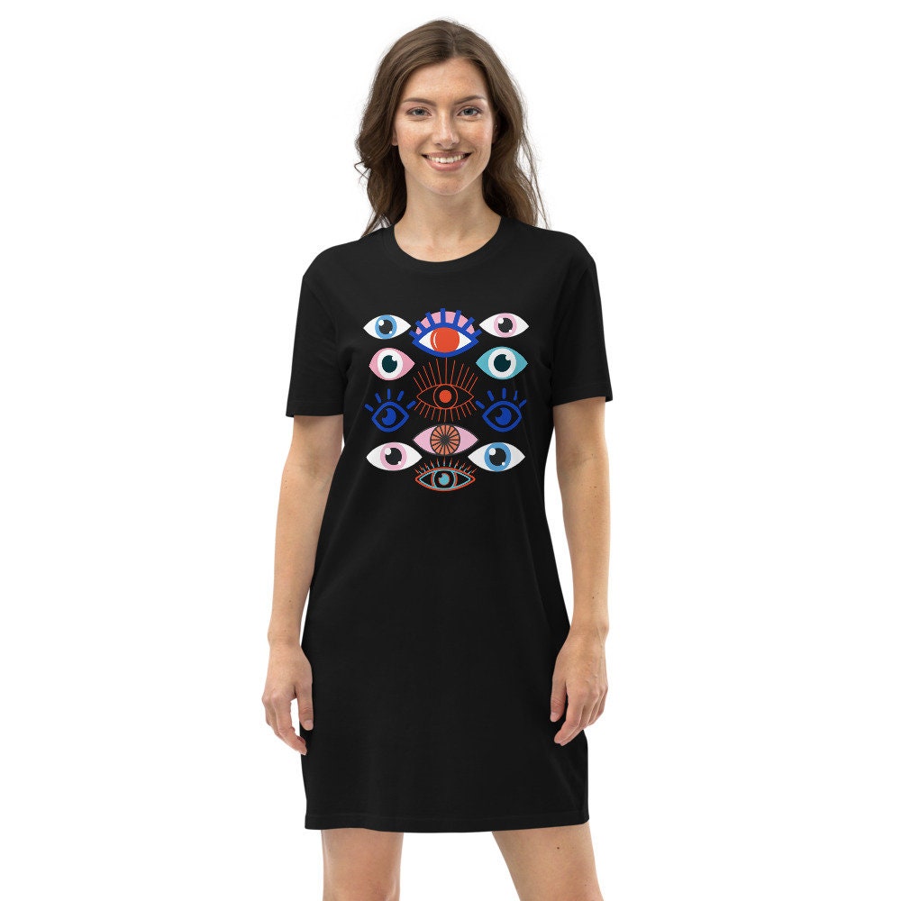 Organic Cotton, Evil Eye T-shirt Dress, Evil Eye Dress, Third Eye ...
