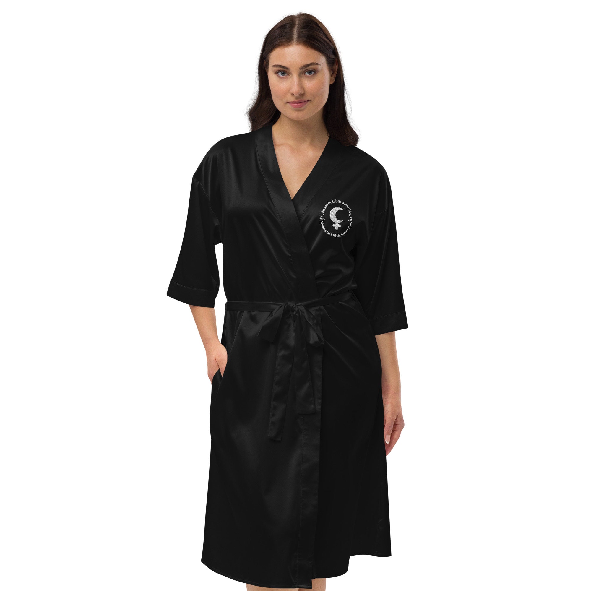 Always Be Lilith Never Eve Embroidered Satin Robe, Goddess Lilith ...