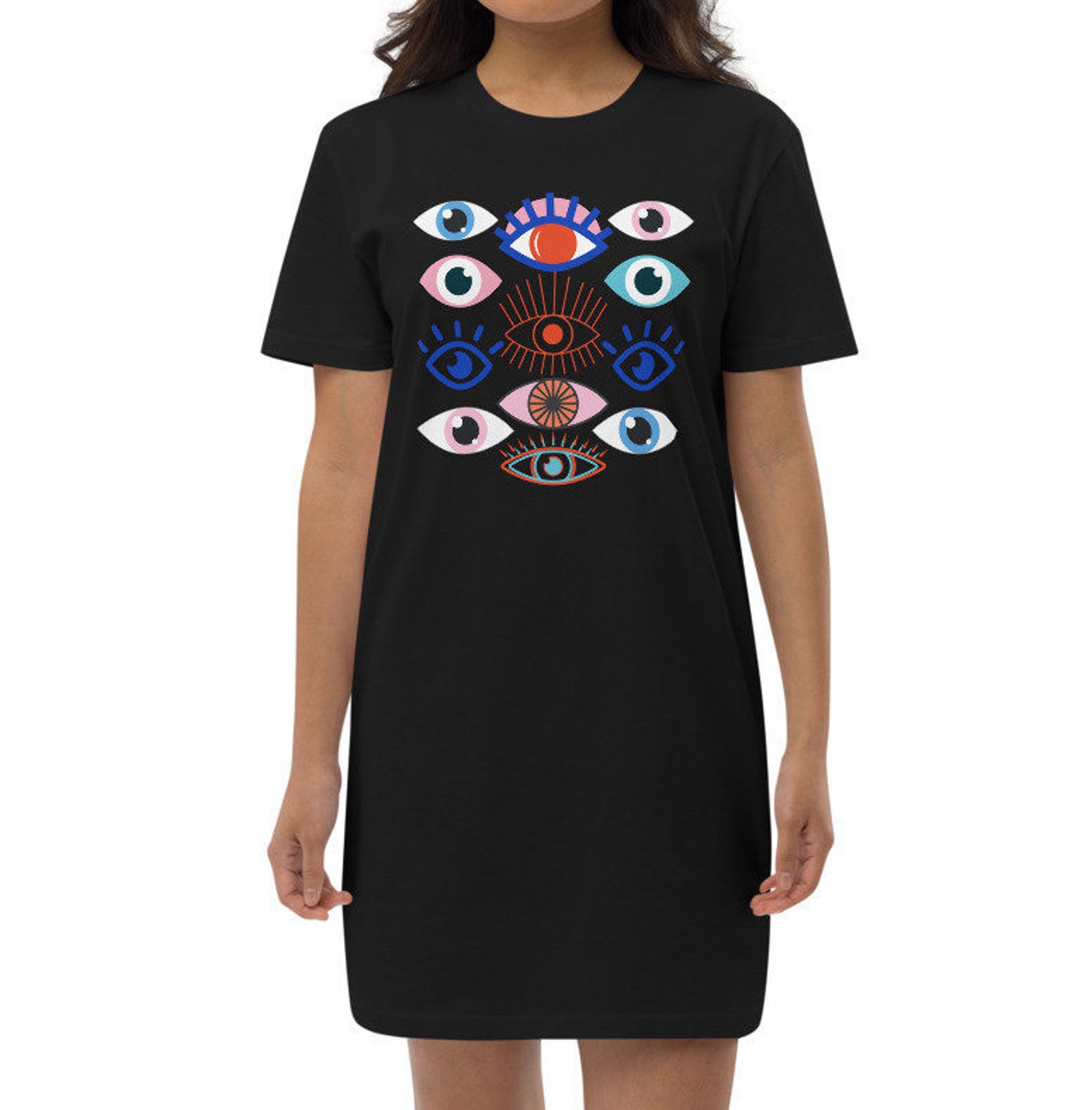 Organic Cotton, Evil Eye T-shirt Dress, Evil Eye Dress, Third Eye ...