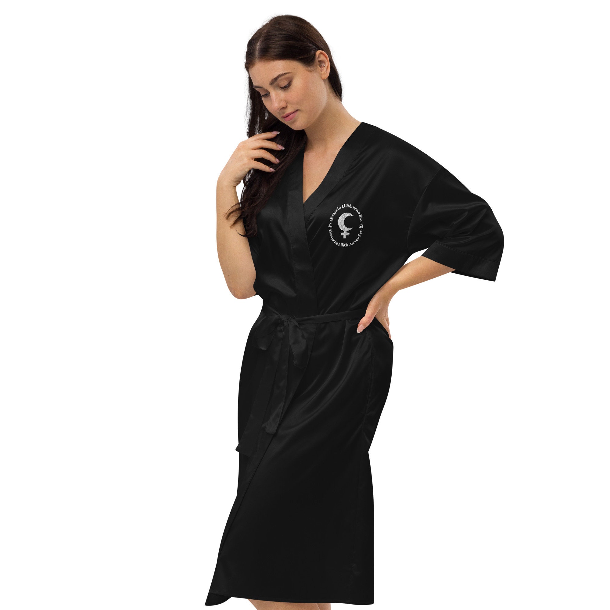 Always Be Lilith Never Eve Embroidered Satin Robe, Goddess Lilith ...
