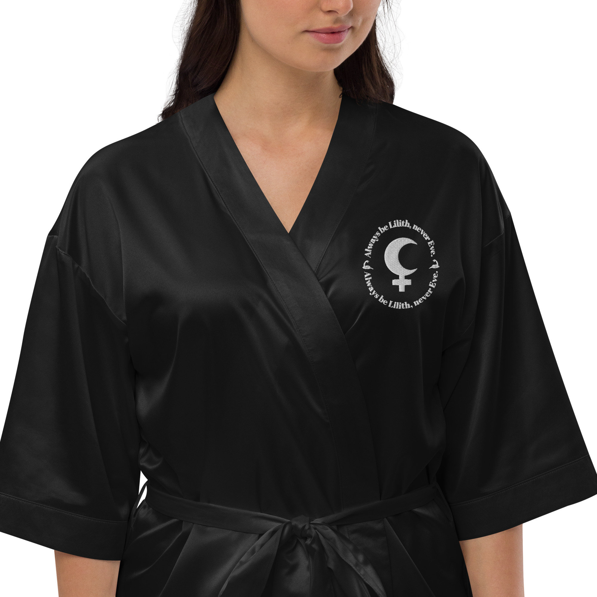 Always Be Lilith Never Eve Embroidered Satin Robe, Goddess Lilith ...