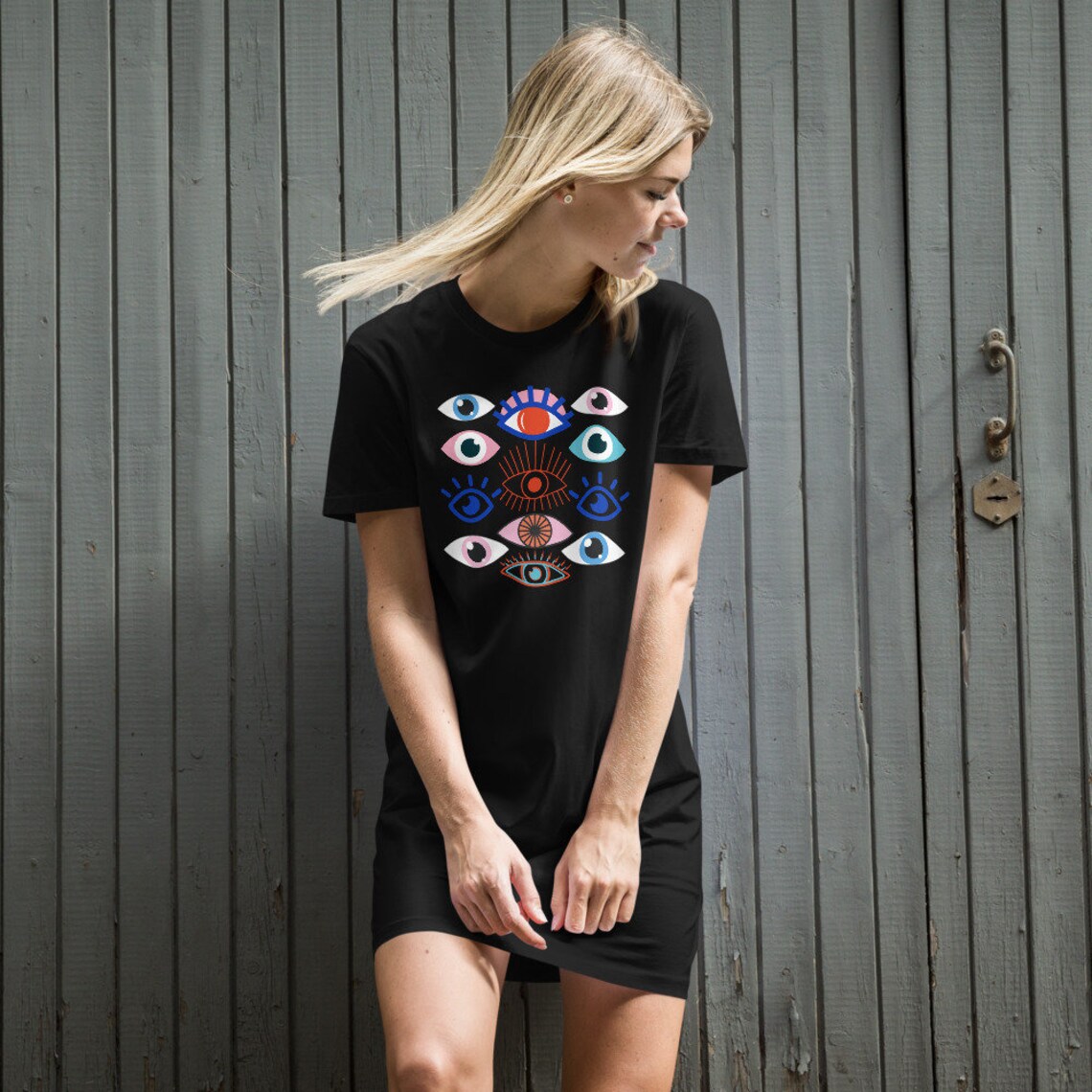 Organic Cotton, Evil Eye T-shirt Dress, Evil Eye Dress, Third Eye ...