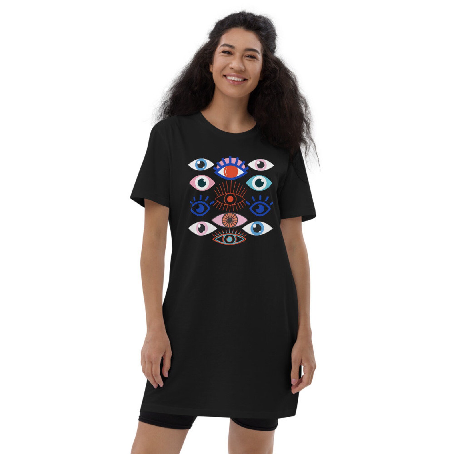 Organic Cotton, Evil Eye T-shirt Dress, Evil Eye Dress, Third Eye ...