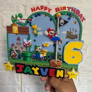 Custom Mario Bro Cake Topper, Birthday Cake Topper, Shaker and Lights ...