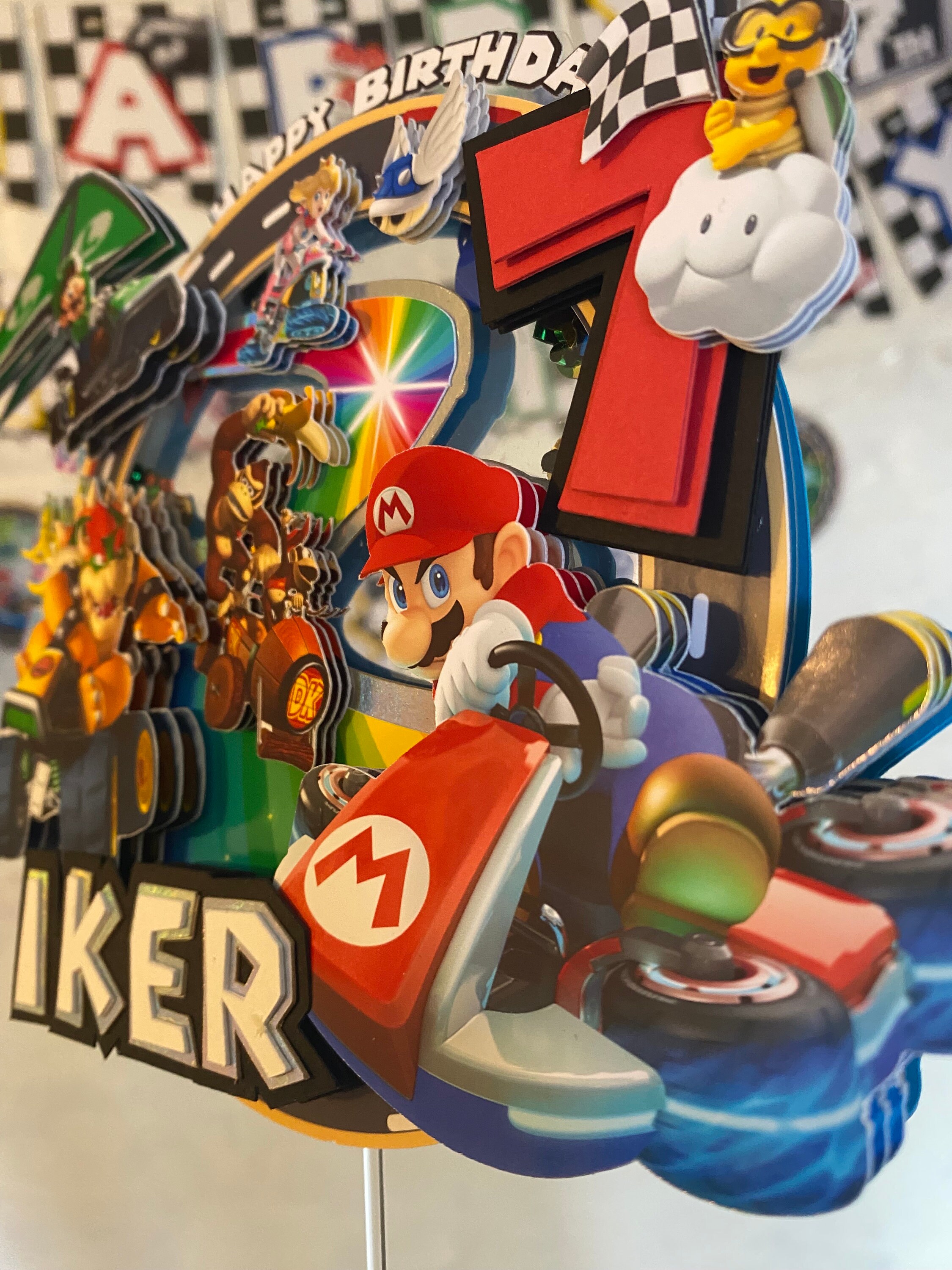 Custom Mario Kart Cake Topper, Birthday Cake Topper, Shaker and Lights ...