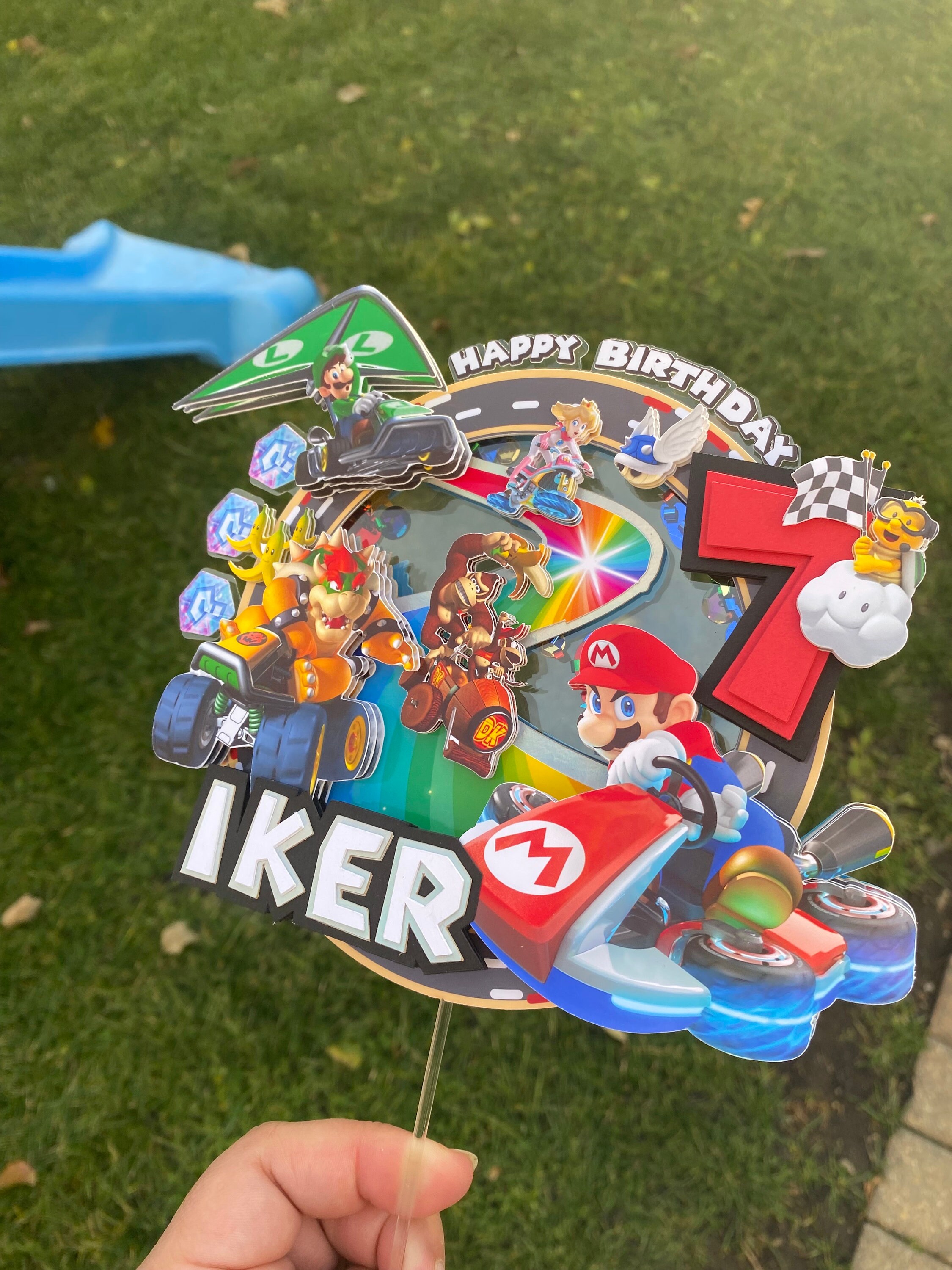Custom Mario Kart Cake Topper, Birthday Cake Topper, Shaker and Lights ...