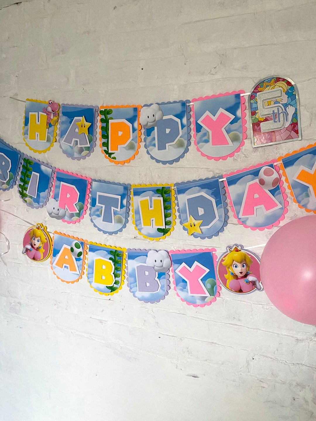 Custom Princess Peach Banner, Birthday Banner, Girly Birthday Party ...