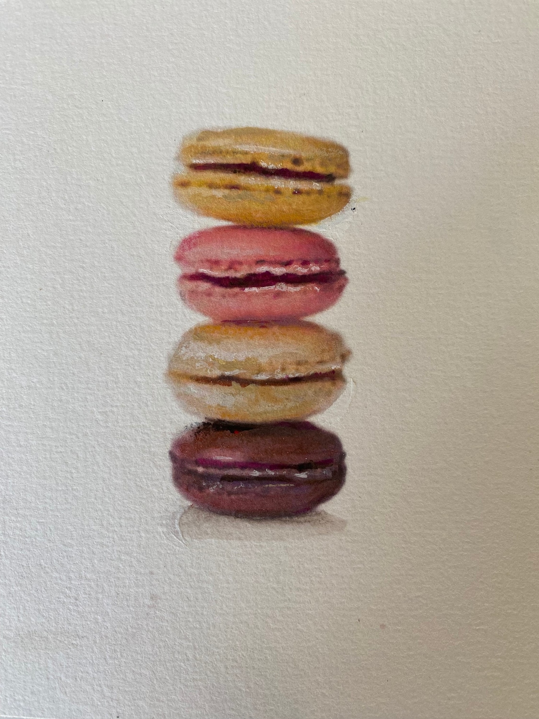 Macarons, Macaron Art, Small Painting in Frame Mini Food Art, Kitchen ...
