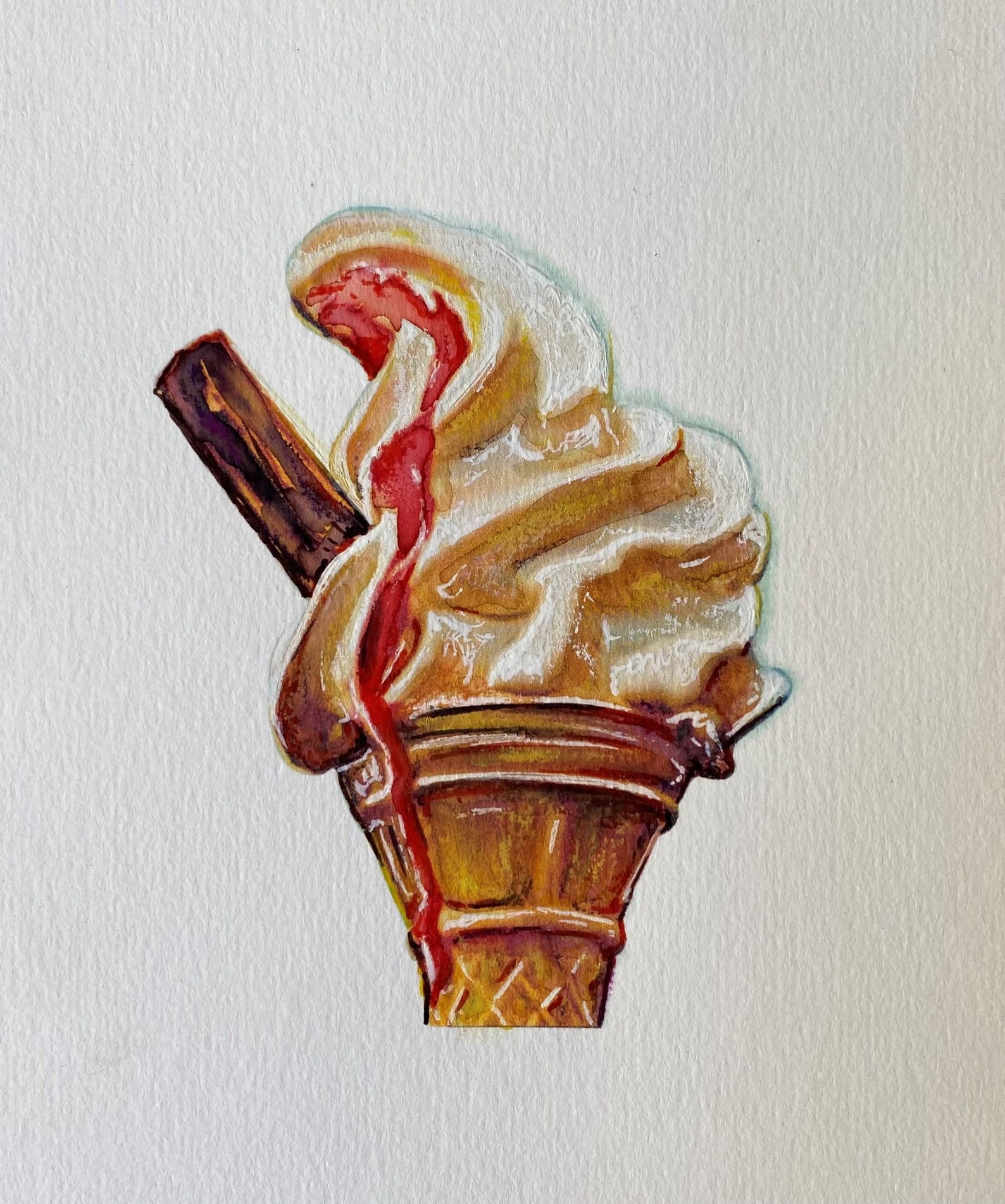 Original Painting Ice Cream Art Food Art Dessert Art - Etsy