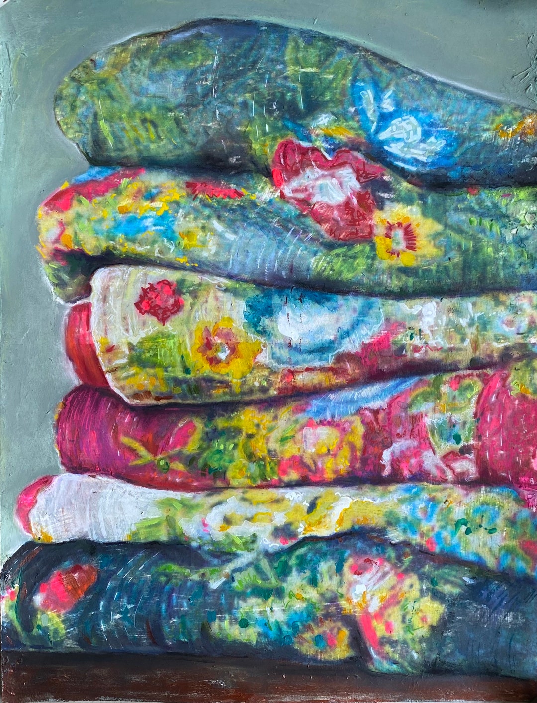 Original Art, Fabric Painting, Fabric, Realism, Expressionism, Blankets ...