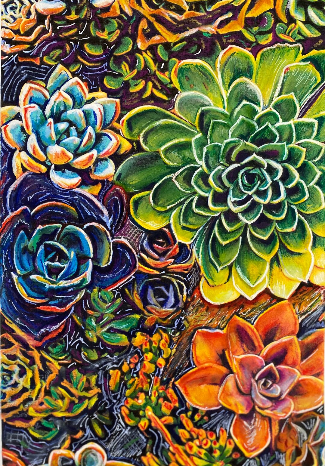 Original Painting, Succulent Painting, Plant Art, Floral Art, Cactus ...