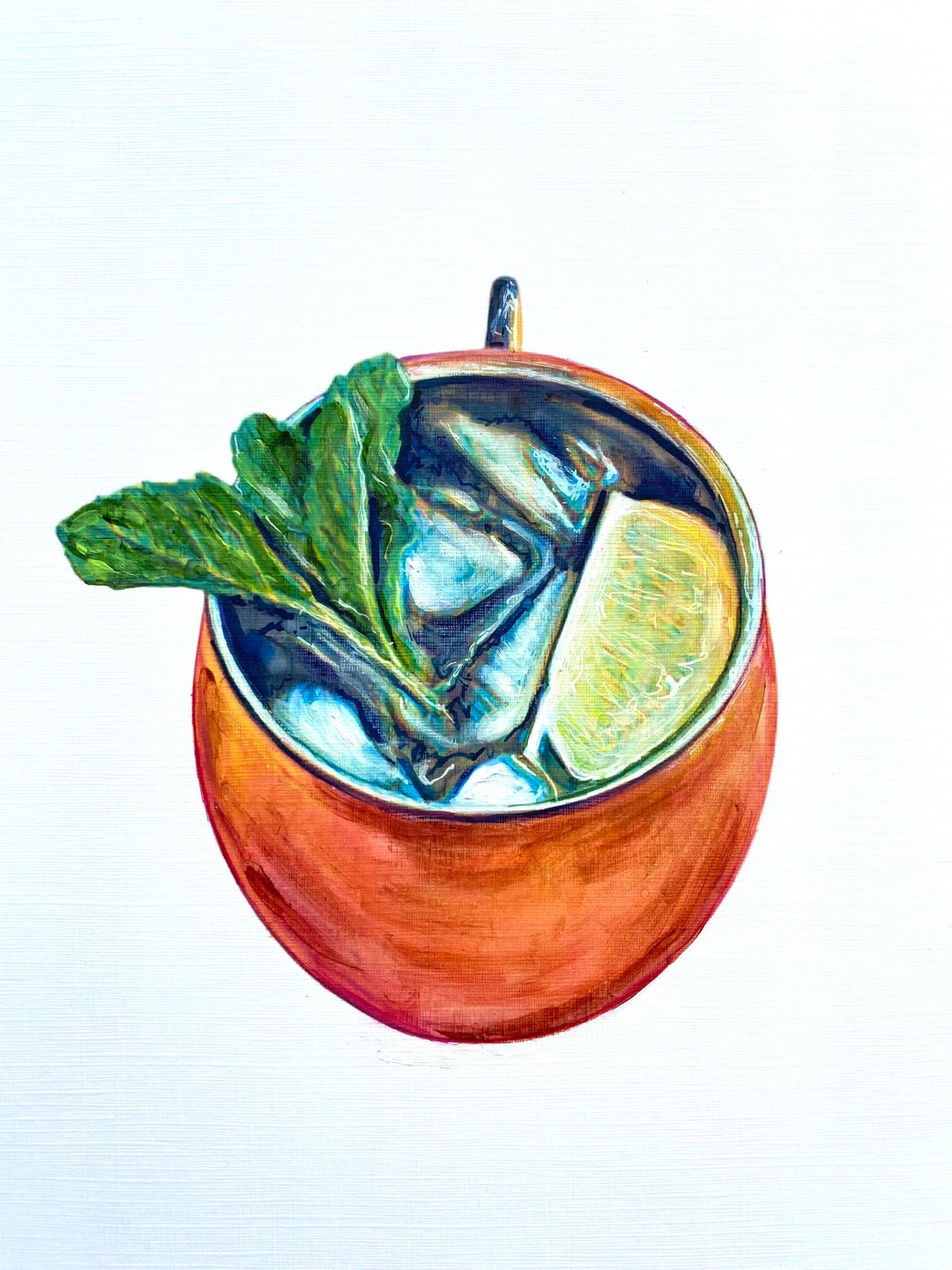 Original Detailed Mojito Cocktail Painting, Perfect Bar and Kitchen ...
