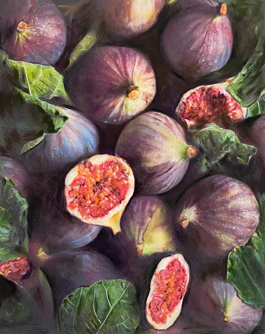 Original Fig Painting – Realistic Botanical Still Life on Paper ...