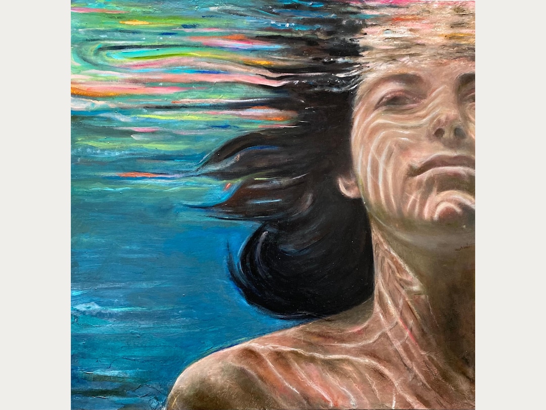 Original Underwater Portrait Painting, Merman, Contemporary Figurative ...