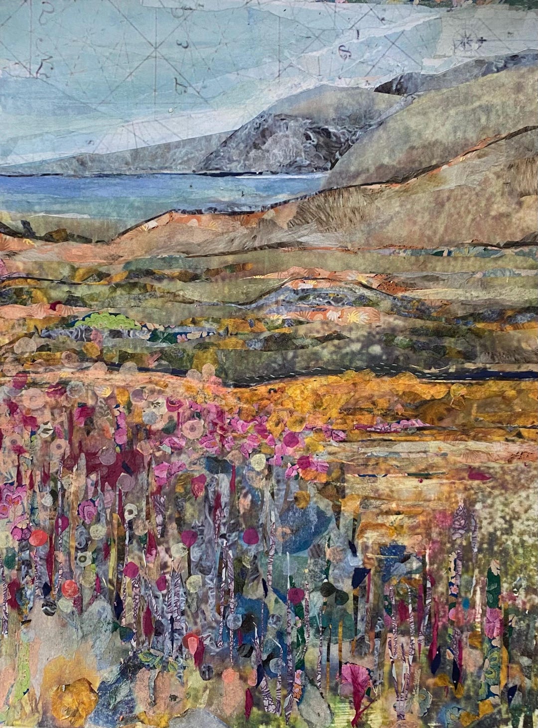 Original Collage Art, Impressionist Landscape Painting, of a Kind ...