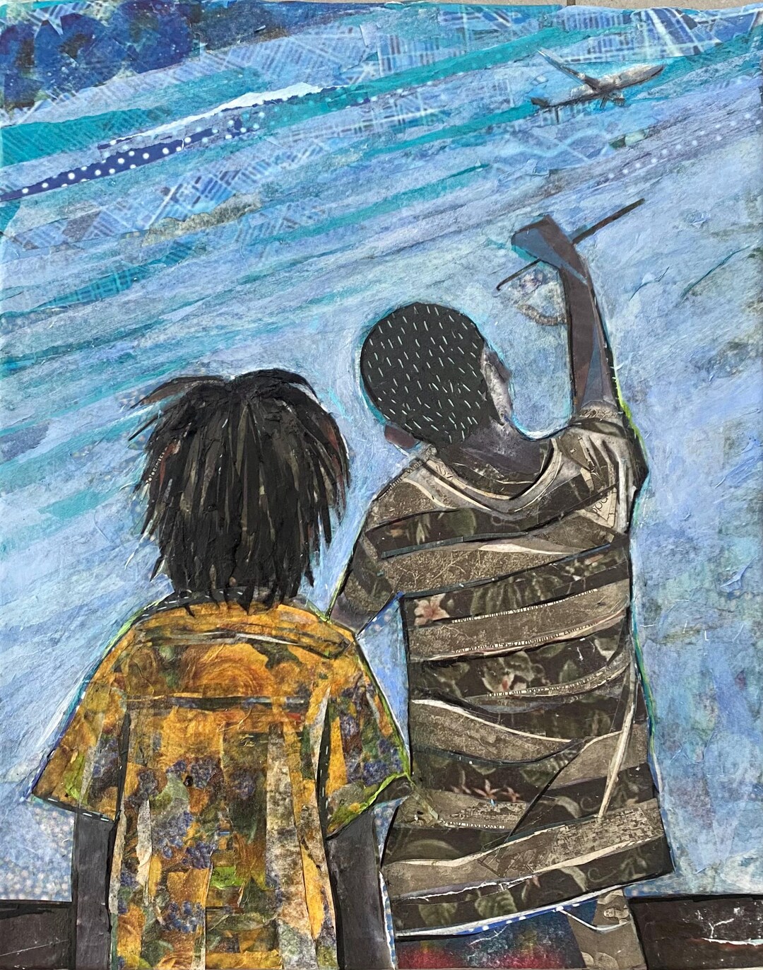 Original Collage Art, African Boy, One of a Kind Artwork, African ...