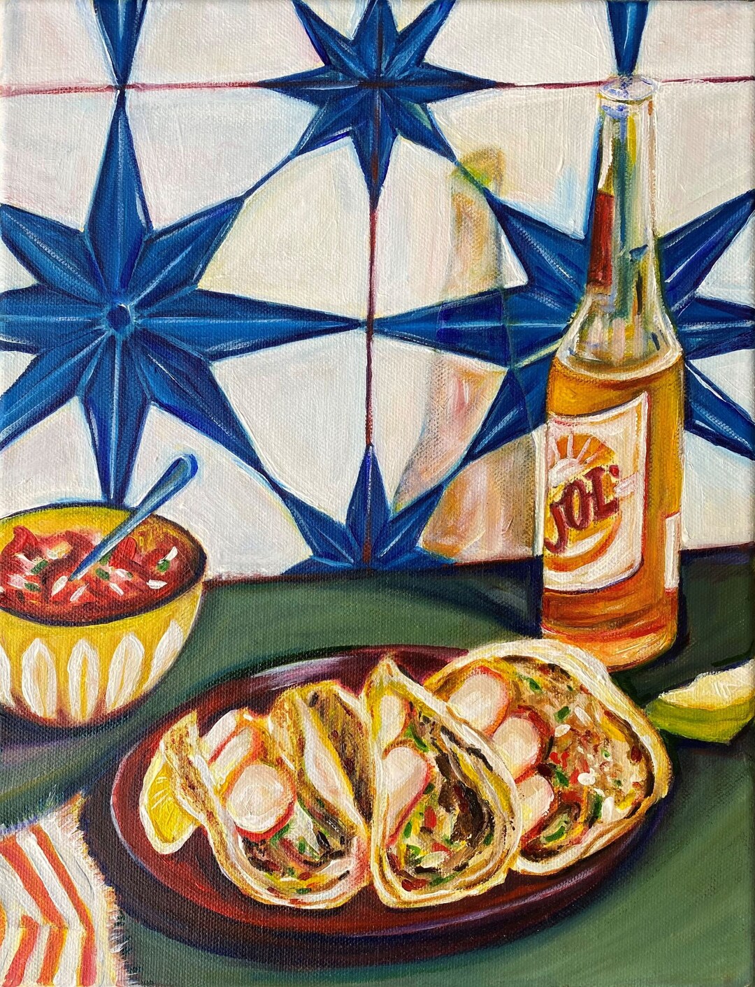 Taco Painting, Still Life Art, Tacos and Beer, Kitchen Art, Food Art ...