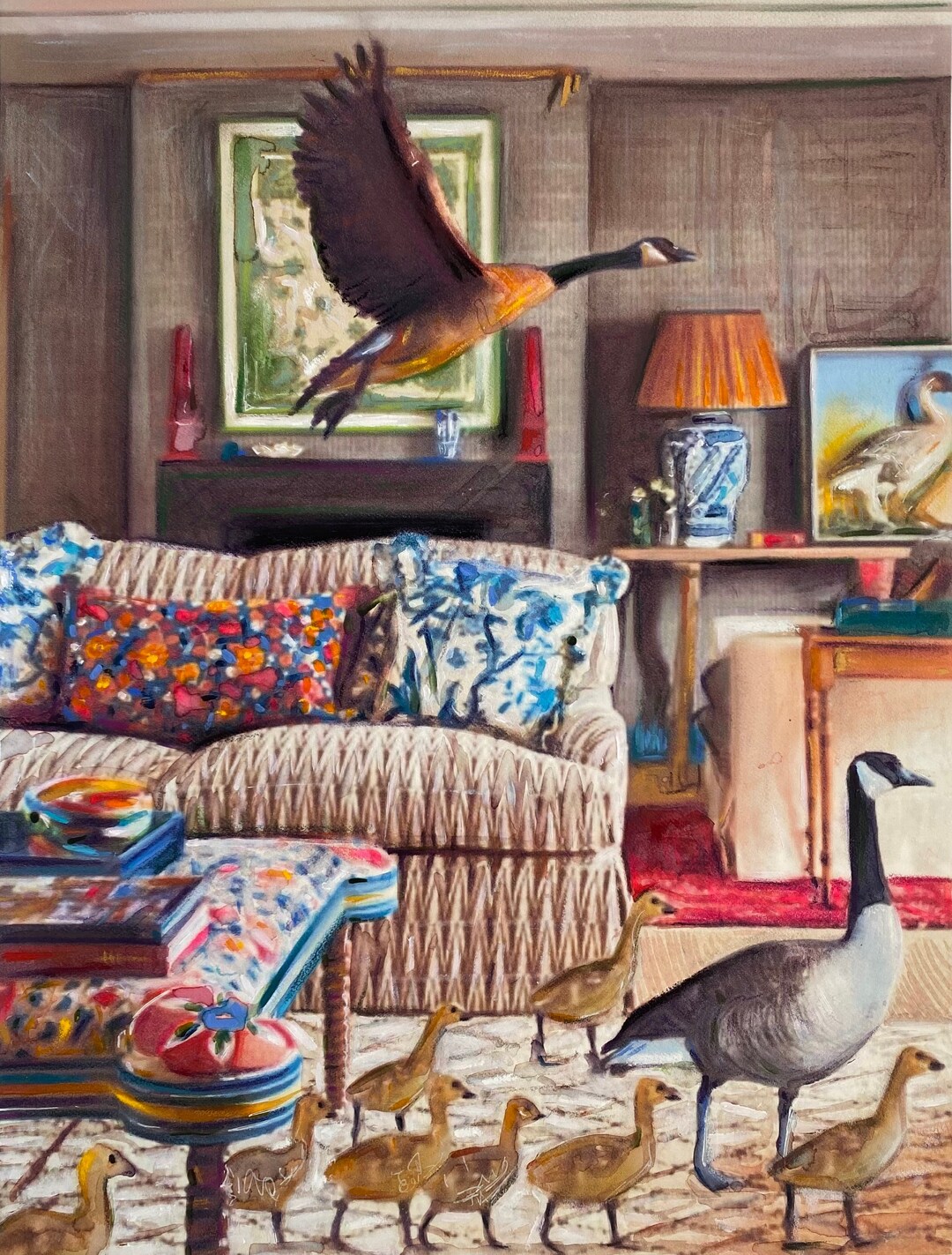 Original Duck Goose Painting, Wall Art, Art for Home, Animal Artwork ...