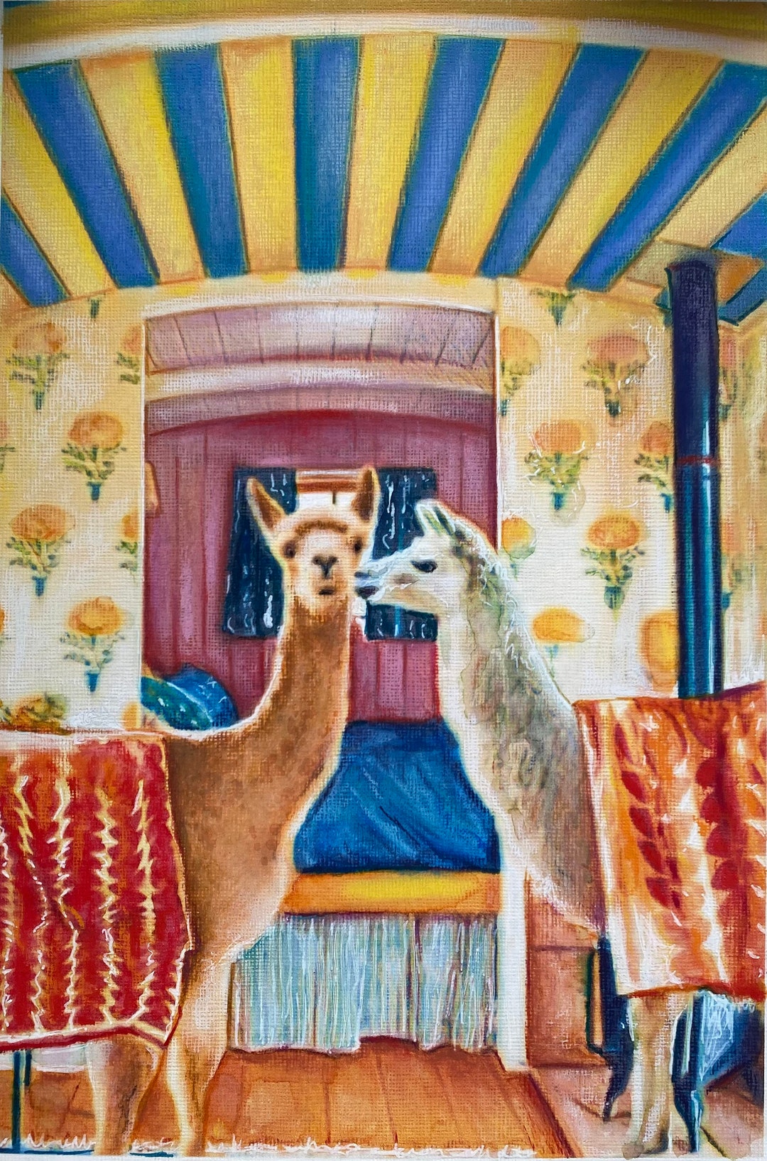 Llama Painting, Original Llama Art, Kids Room Decor, Art for Home, Gift ...