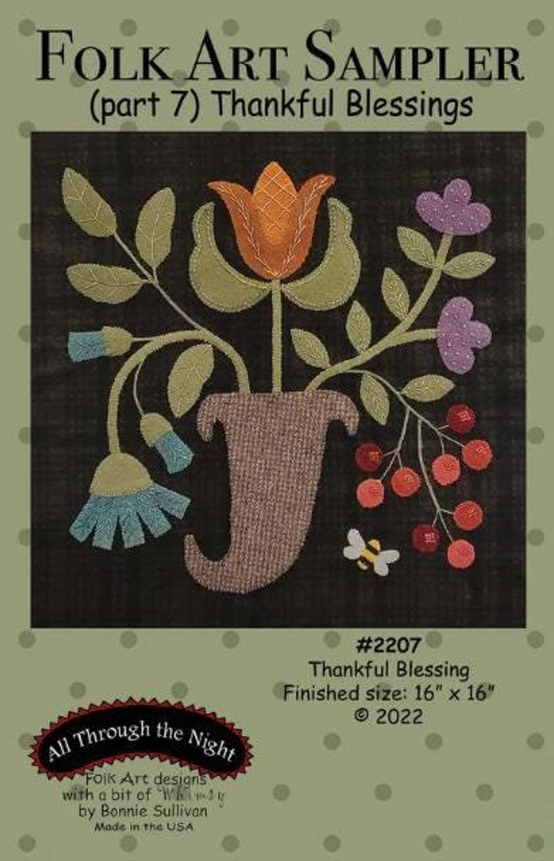 Folk Art Sampler Thankful Blessings Pattern 7 - Etsy