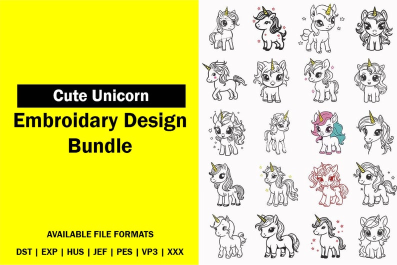 Unicorn Embroidery Design Bundle, Embroidery Fonts, Embroidery Design ...